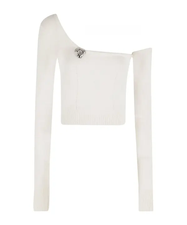 Blumarine One Shoulder Knit - White