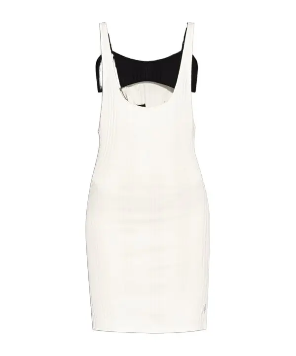 Attico Double Layered Ribbed Mini Dress - White