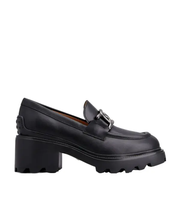 TOD'S Logo Buckle Almond Toe Loafers