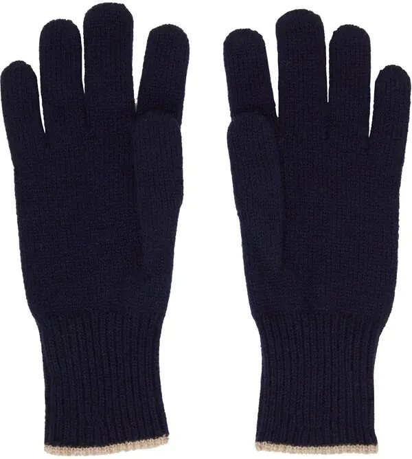 Brunello Cucinelli Knitted Gloves With Contrasted Trim - Black