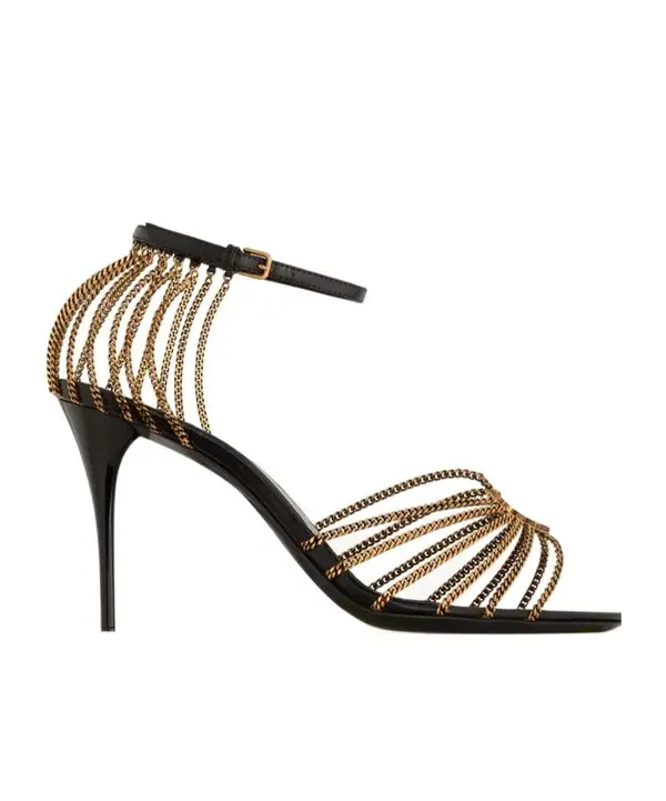 Saint Laurent Chain Detail Open Toe Sandals