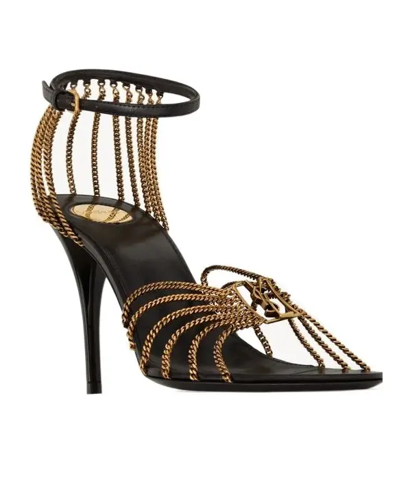Saint Laurent Chain Detail Open Toe Sandals