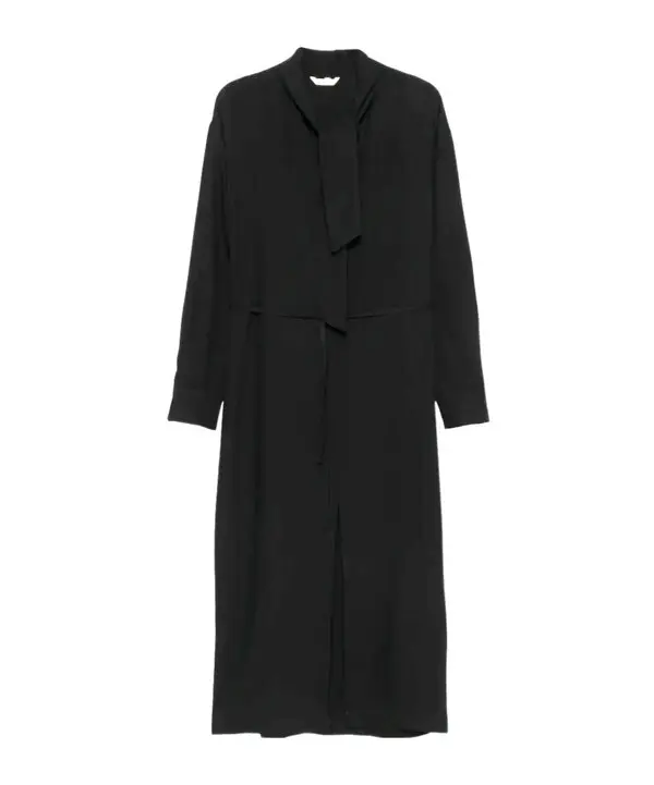 Barena Venezia Tie-neck Long-sleeved Midi Dress - Black