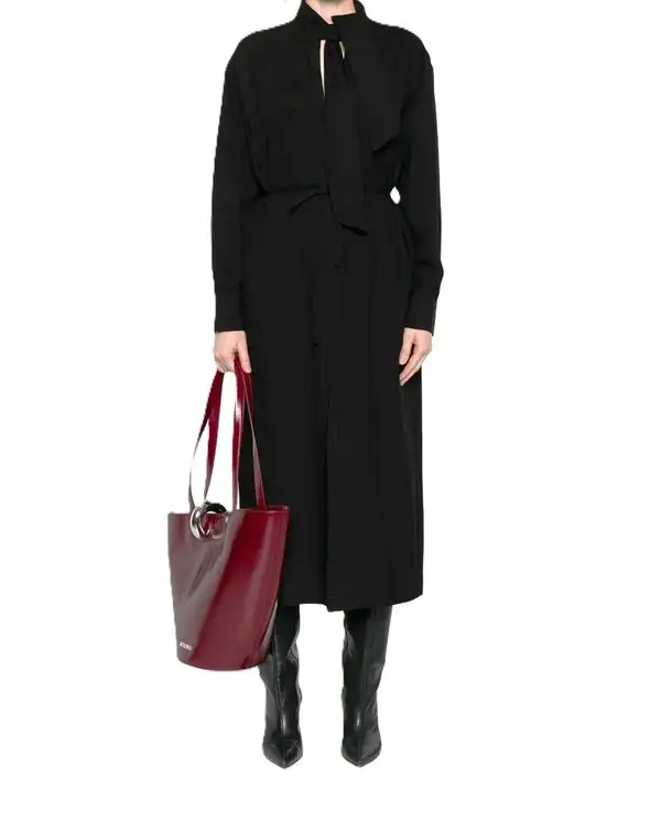 Barena Venezia Tie-neck Long-sleeved Midi Dress - Black