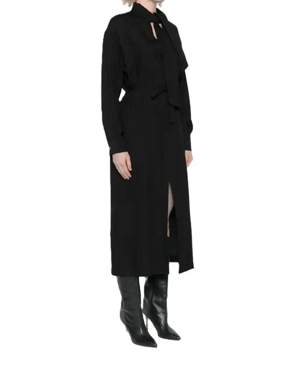 Barena Venezia Tie-neck Long-sleeved Midi Dress - Black