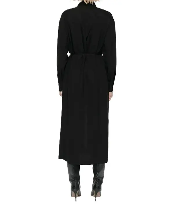 Barena Venezia Tie-neck Long-sleeved Midi Dress - Black