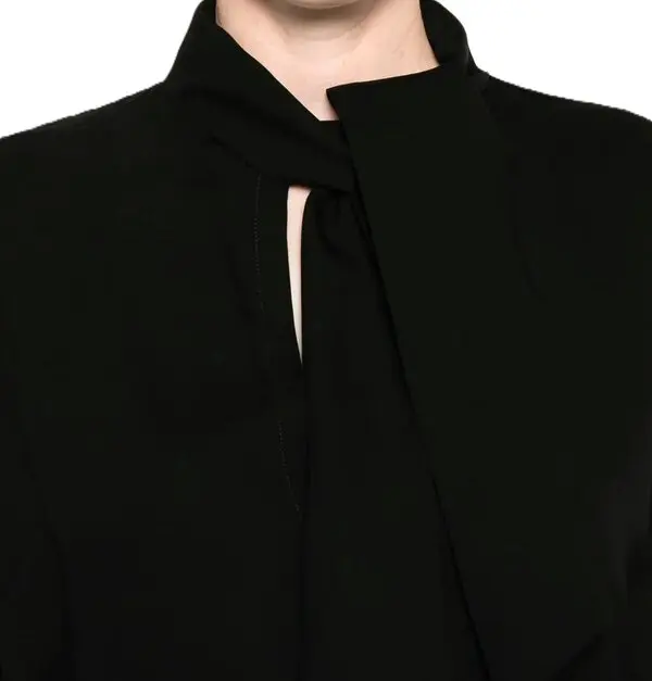 Barena Venezia Tie-neck Long-sleeved Midi Dress - Black