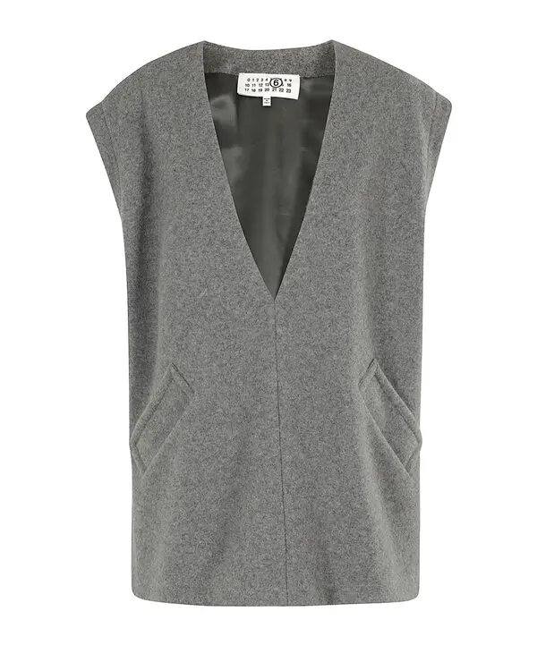 MAISON MARGIELA V-neck Felted Vest - Gray