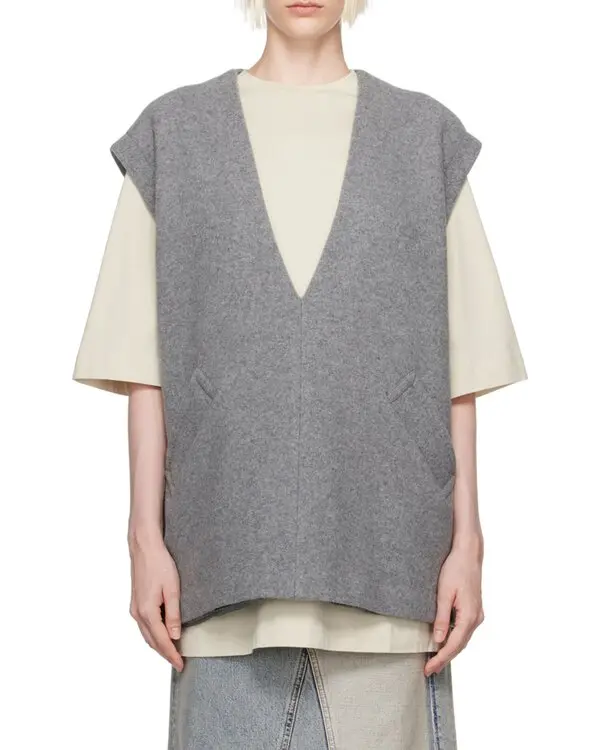 MAISON MARGIELA V-neck Felted Vest - Gray