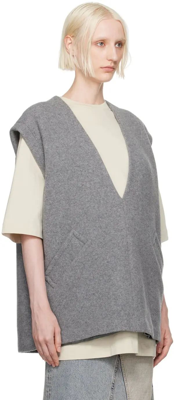 MAISON MARGIELA V-neck Felted Vest - Gray
