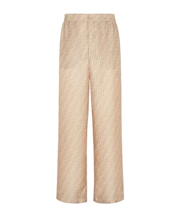Fendi Ff Motif Straight Pyjama Trousers - Beige