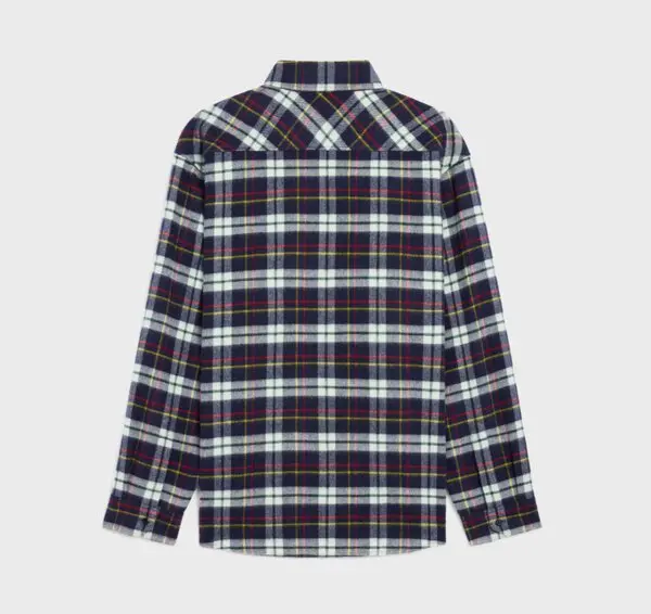 Celine Relaxed Shirt In Brushed Checked Wool