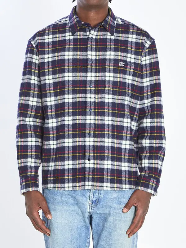 Celine Relaxed Shirt In Brushed Checked Wool