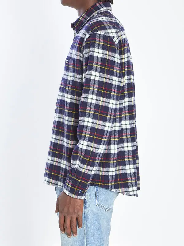 Celine Relaxed Shirt In Brushed Checked Wool
