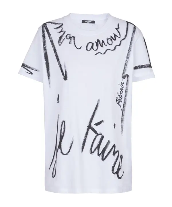 Balmain Je T'aime" Print Short-sleeved T-shirt - White