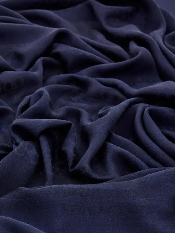 FERRAGAMO Jacquard Fringe Scarf - Navy Blue