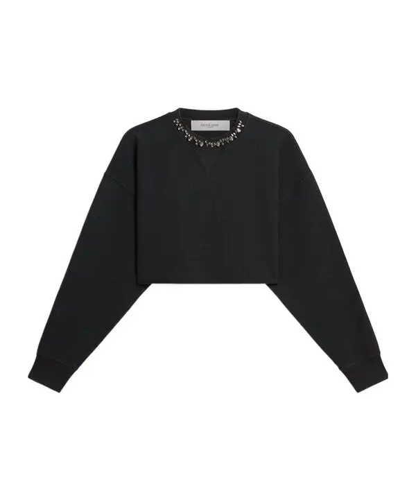 GOLDEN GOOSE Embellished Cropped Sweatshirt - Black
