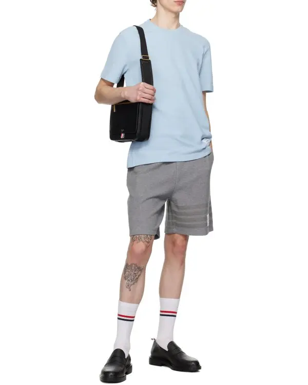 Thom Browne 4-bar Insert Piqué T-shirt - Light Blue
