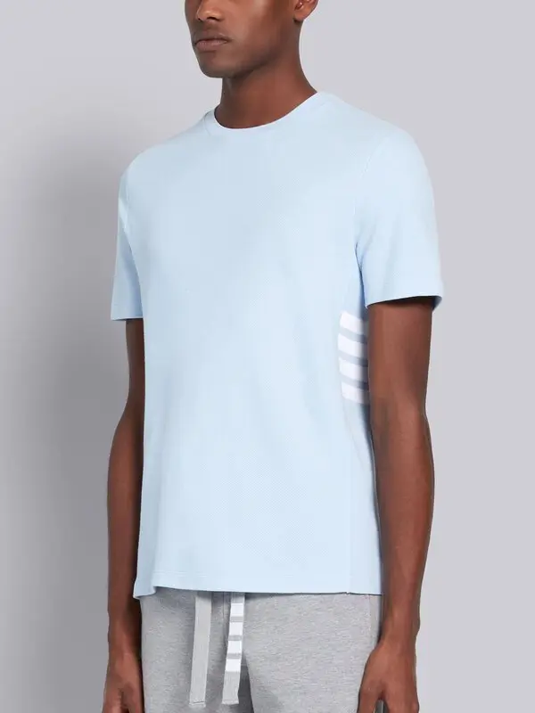 Thom Browne 4-bar Insert Piqué T-shirt - Light Blue