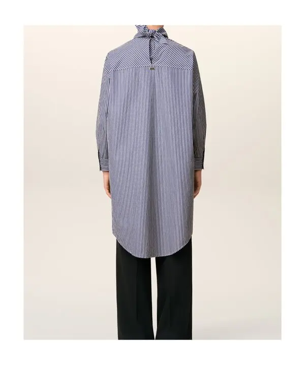 AMI Paris Striped Bandana-collar Shirt - Gray