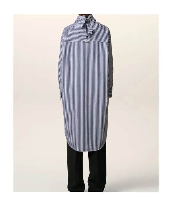 AMI Paris Striped Bandana-collar Shirt - Gray