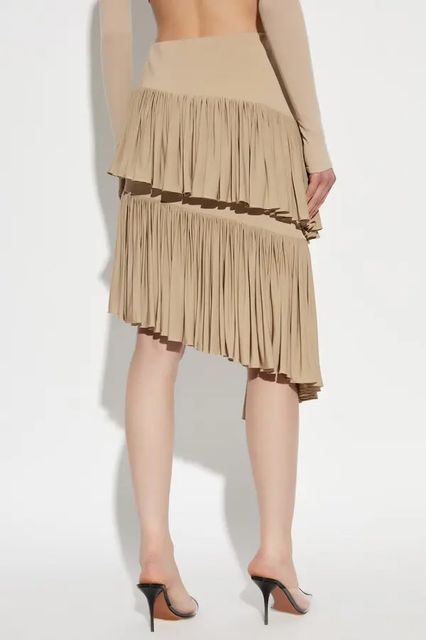 Alaïa Asymmetrical Pleated Jersey Spiral Skirt