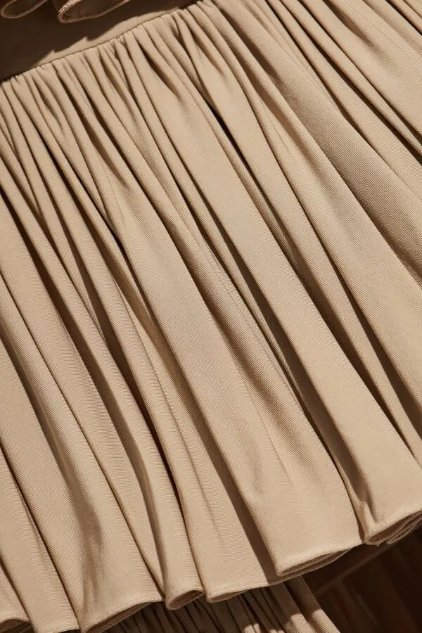 Alaïa Asymmetrical Pleated Jersey Spiral Skirt