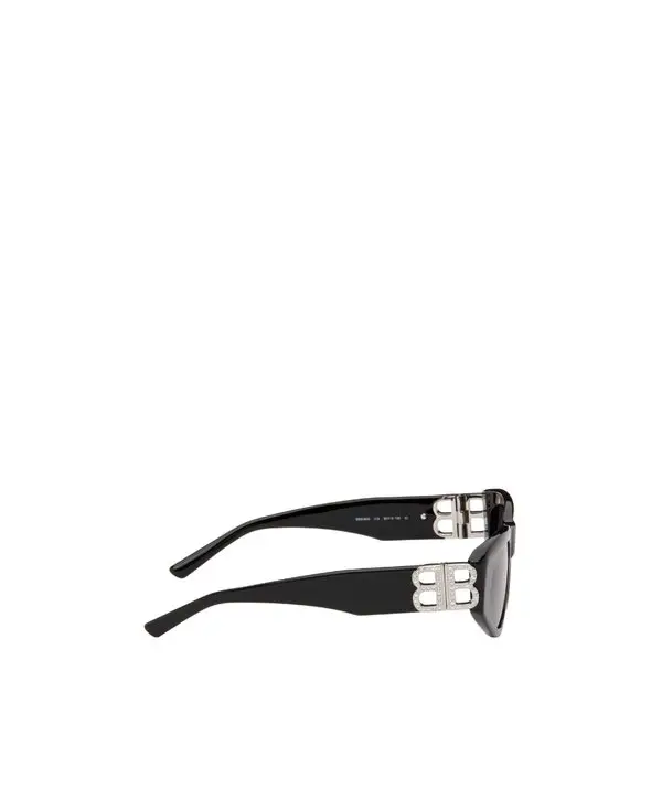 Balenciaga Rectangular Frame Sunglasses With Crystal Logo Hardware