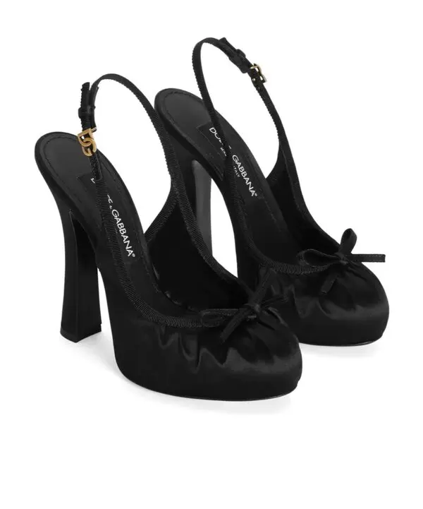 Dolce & Gabbana Satin Bow Detail Pumps - Black