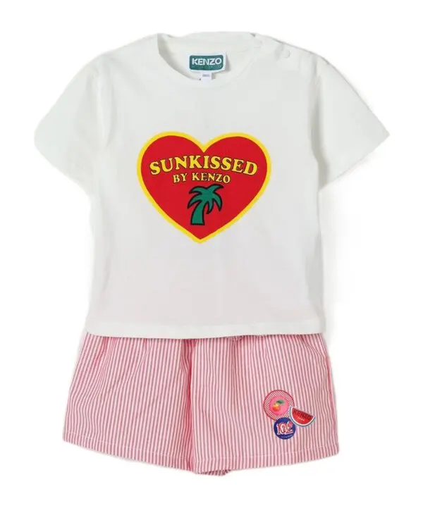 Kenzo Graphic Print T-shirt And Striped Shorts Set