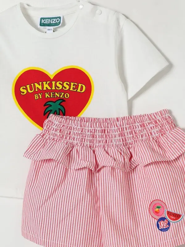 Kenzo Graphic Print T-shirt And Striped Shorts Set
