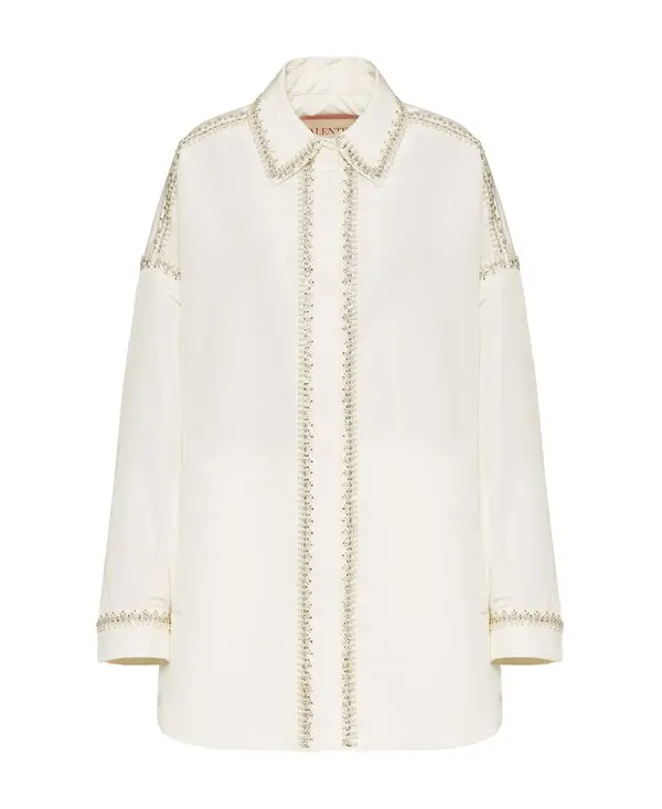 Valentino Garavani Embellished Trim Drop-shoulder Shirt