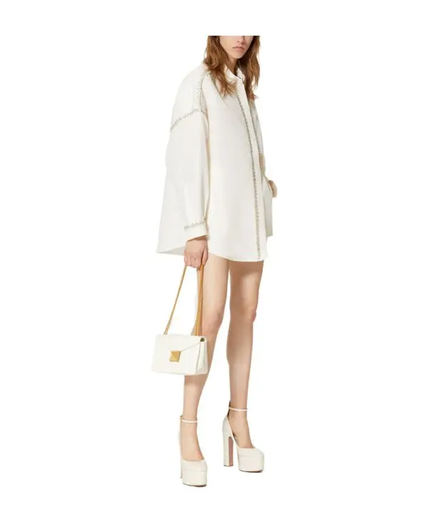 Valentino Garavani Embellished Trim Drop-shoulder Shirt