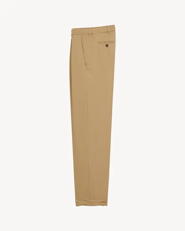 Saint Laurent High Waist Slim Fit Pleated Trousers