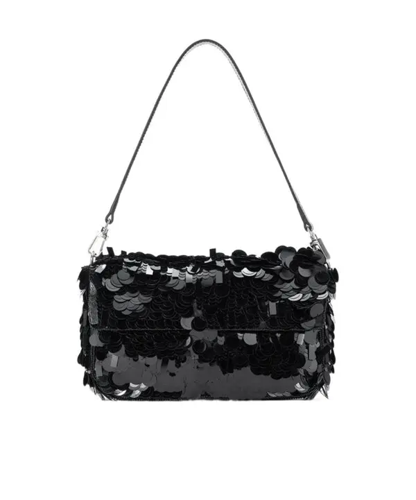 Staud Sequin Embellished Flap Shoulder Bag - Black