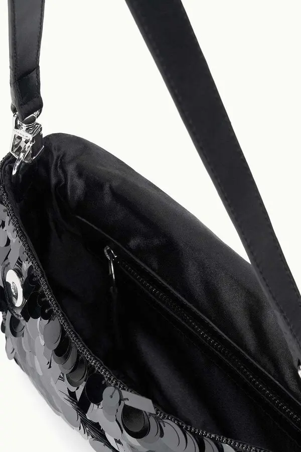 Staud Sequin Embellished Flap Shoulder Bag - Black
