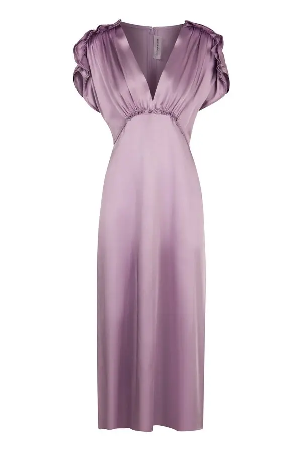 Victoria Beckham Plunge V-neck Satin Midi Dress - Purple