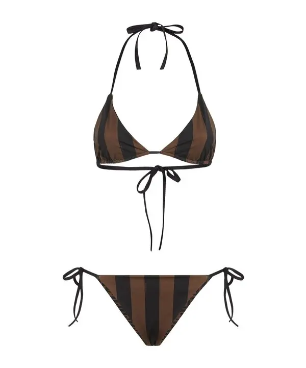 Fendi Reversible Striped Bikini Set - Brown
