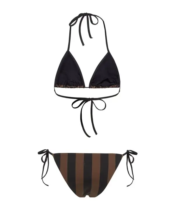 Fendi Reversible Striped Bikini Set - Brown