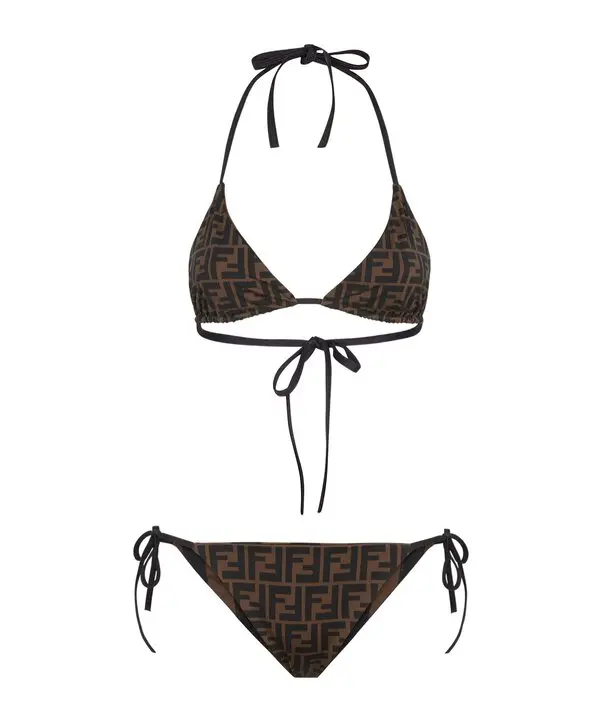 Fendi Reversible Striped Bikini Set - Brown