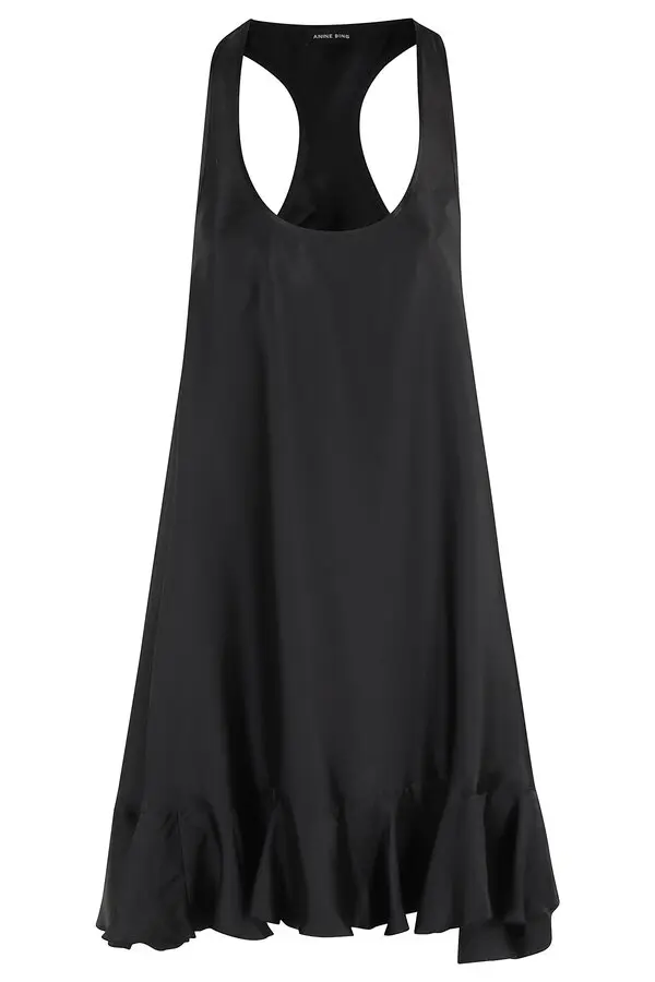 ANINE BING Sleeveless U-neck Dress With Pleated Detailing - Black