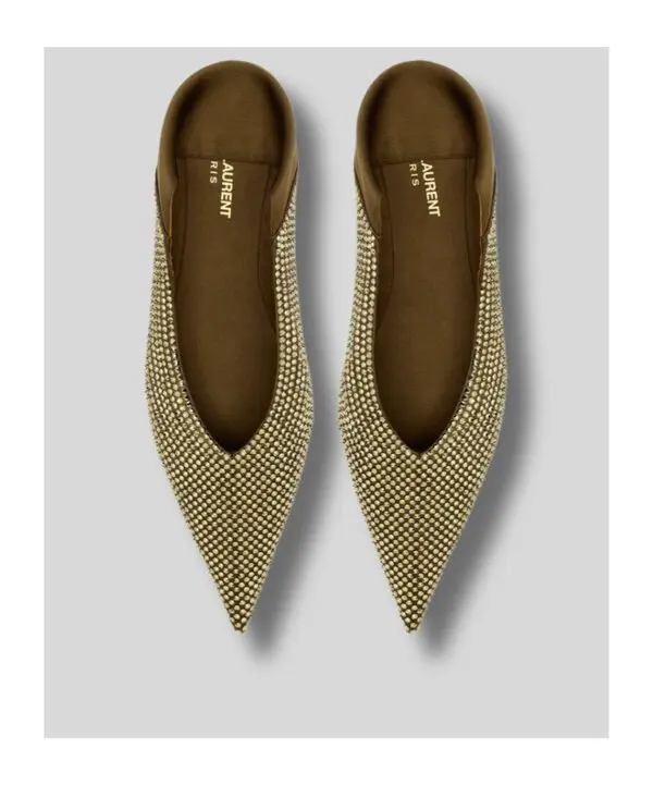 Saint Laurent Pointed Flat Embellished Shoes