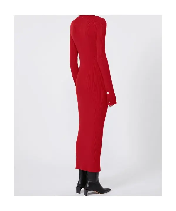 Sportmax Garibo Ribbed Knit Midi Dress With Button Detail