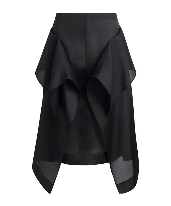 Khaite Nina Ruffled Silk Skirt - Black