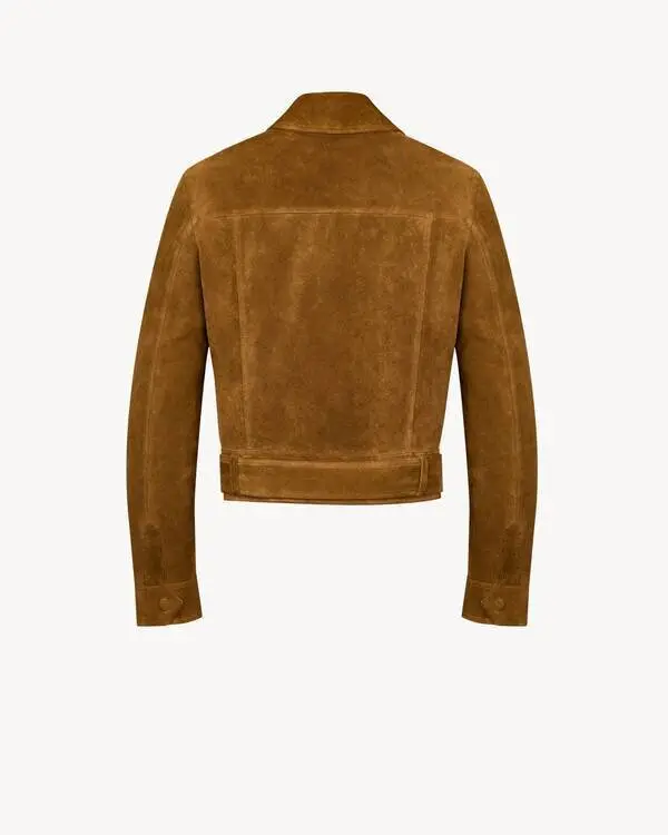 Saint Laurent Belted Suede Jacket - Brown