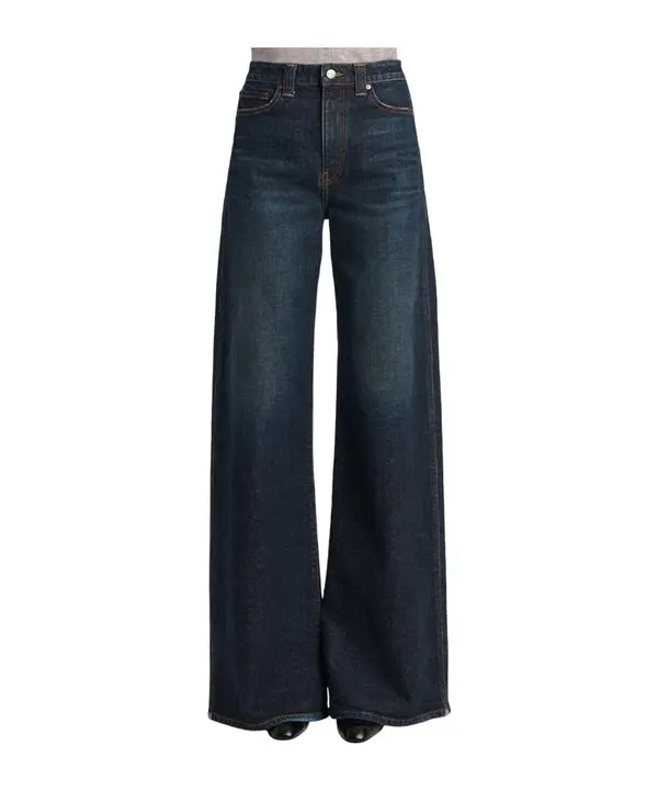Khaite Dane High-waisted Wide-leg Jeans - Grey