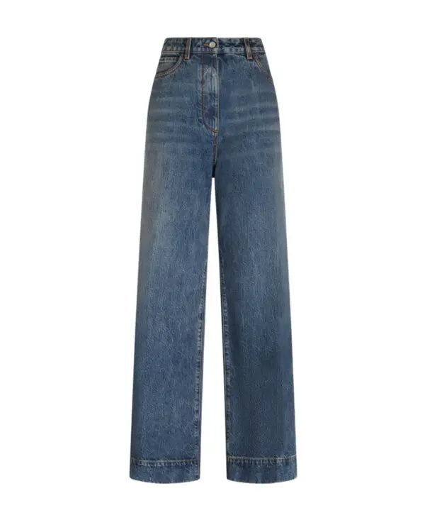 Etro Logo Embroidered Wide-leg Jeans