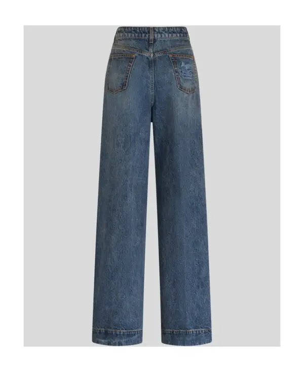 Etro Logo Embroidered Wide-leg Jeans