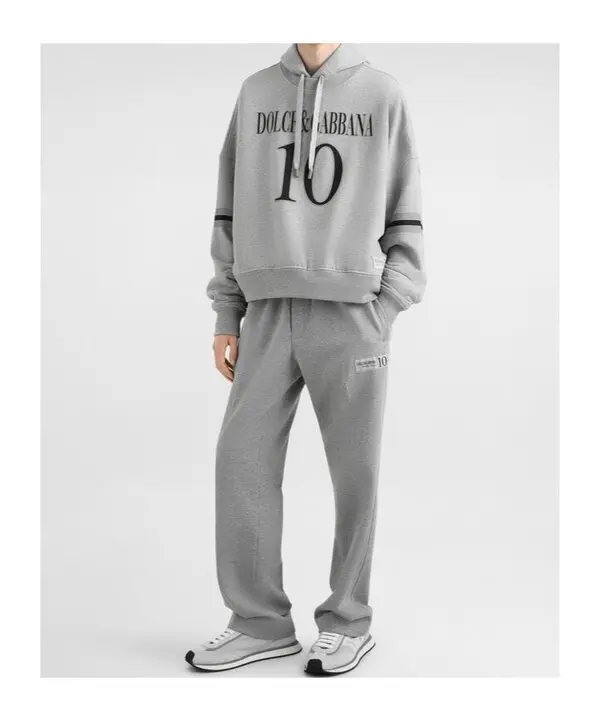 Dolce & Gabbana Dolce Gabbana Logo Printed Jersey Jogging Pants - Gray