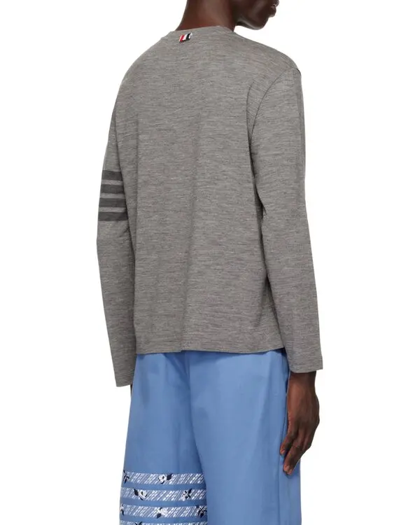 Thom Browne 4-bar Long Sleeved T-shirt - Grey